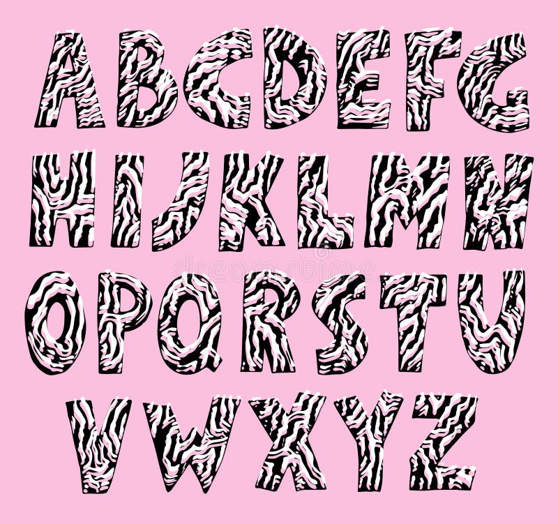 Fuente Con Las Rayas Verticales, Línea Alfabeto De La Cebra Ilustración ...