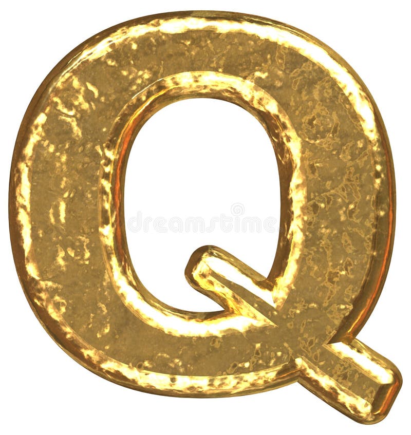 Fuente dorada. Letra Q stock de ilustración. Ilustración de elemento ...