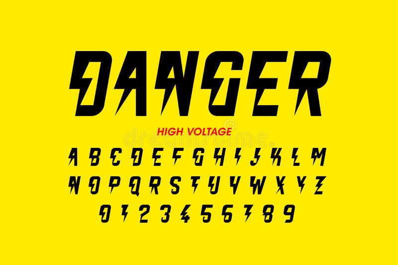 Fuente Del Estilo Del Voltaje De La Altura Ilustración del Vector ...