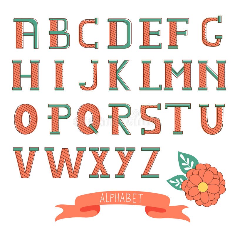 Fuente Hermosa Con Las Letras Rayadas Ilustración del Vector ...