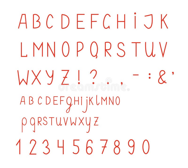 Fuente Simple Con Números Y Símbolos Ilustración del Vector ...