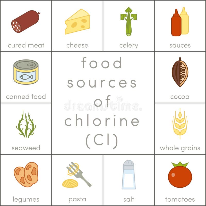 Fuentes De La Comida De Cloro Stock de ilustración - Ilustración de ...