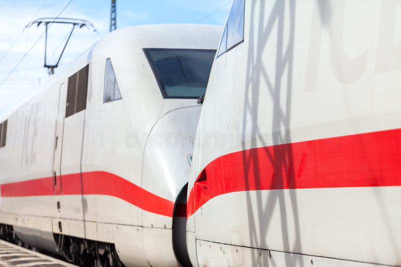 Intercity-Express Train from Deutsche Bahn Passes Train Station Fuerth ...