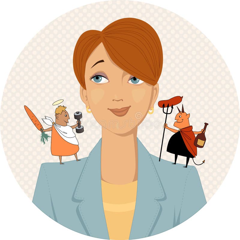 Fuerza De Voluntad Y Tentaciones Ilustración del Vector - Ilustración ...