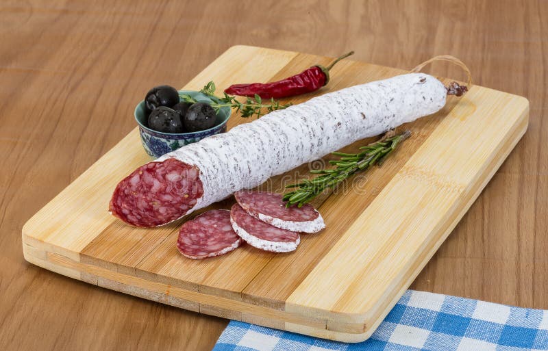 Slices Fuet Spanish Cured Sausage Typical Catalonia Stock Photos - Free ...