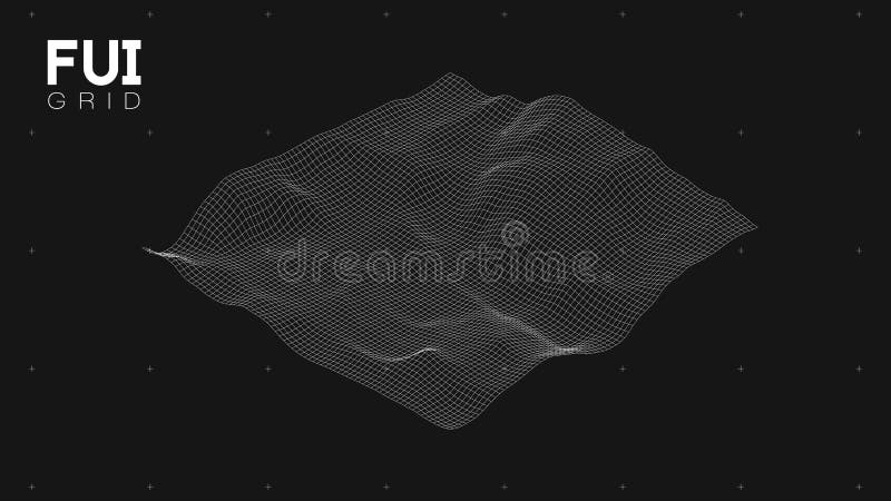 FUI GUI 3D Vector Landscape Scan Grid. Abstract Futuristic Background ...