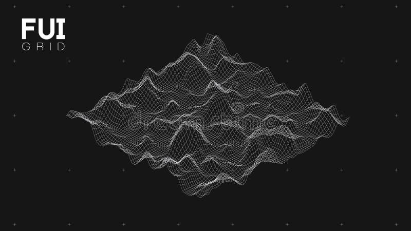 FUI GUI 3D Vector Landscape Scan Grid. Abstract Futuristic Background ...