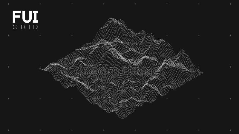 FUI GUI 3D Vector Landscape Scan Grid. Abstract Futuristic Background ...