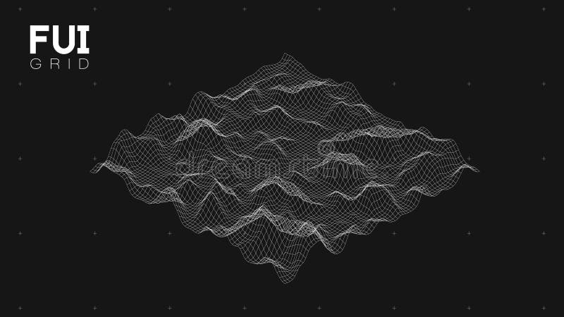 FUI GUI 3D Vector Landscape Scan Grid. Abstract Futuristic Background ...