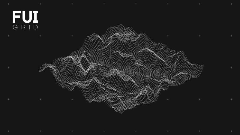 FUI GUI 3D Vector Landscape Scan Grid. Abstract Futuristic Background ...