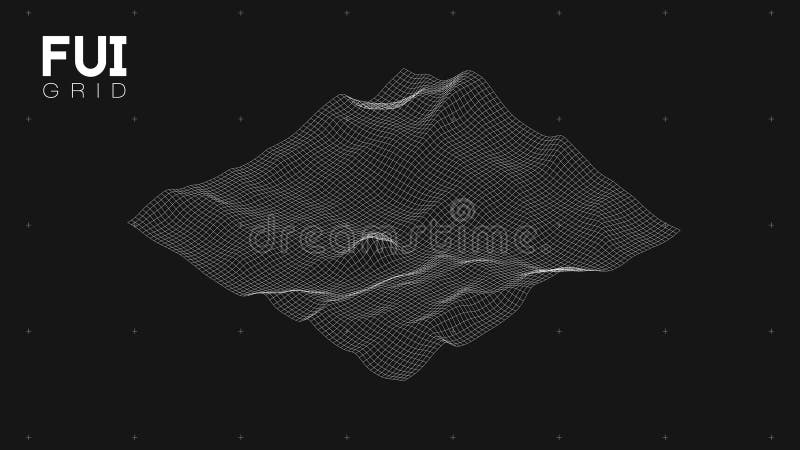 FUI GUI 3D Vector Landscape Scan Grid. Abstract Futuristic Background ...