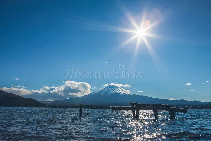 Fuji blue sky stock image. Image of landmark, lake, asia - 96341437