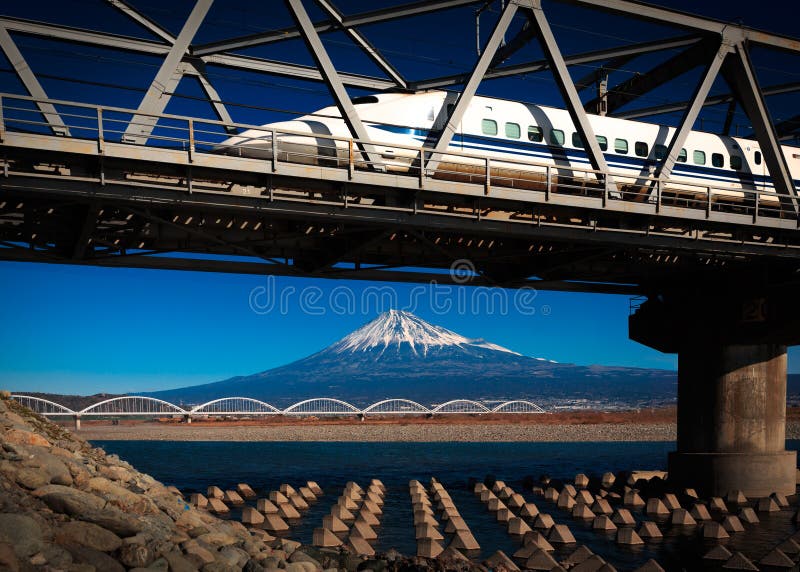 Fuji and Bullet Train stock image. Image of bridge, landscape - 40670299