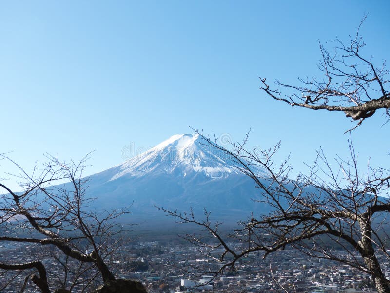 Fuji mountain and blue sky stock photo. Image of spring - 84253644
