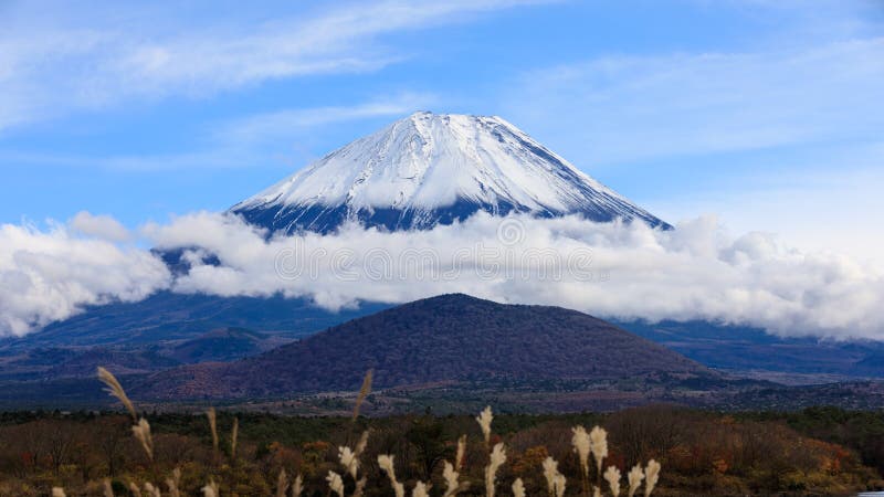 Fuji Mountain with Blue Sky, Landscape in Japan Stock Image - Image of ...