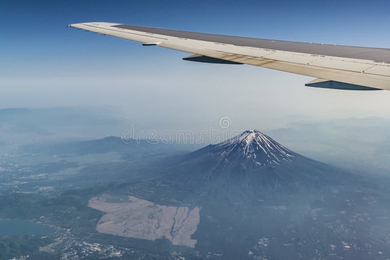 Fuji Mountain and Plane Ving Stock Photo - Image of mount, beautiful ...