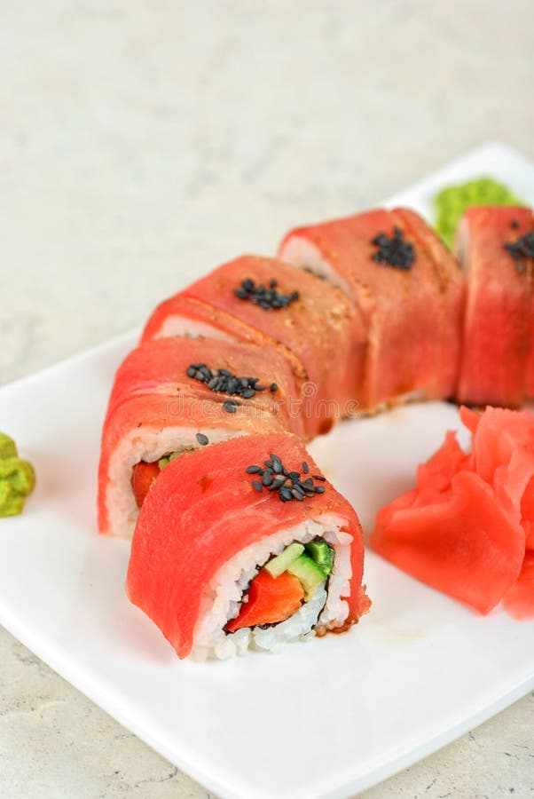 Fuji Roll Served on a Plate Stock Photo - Image of lunch, diet: 108228484