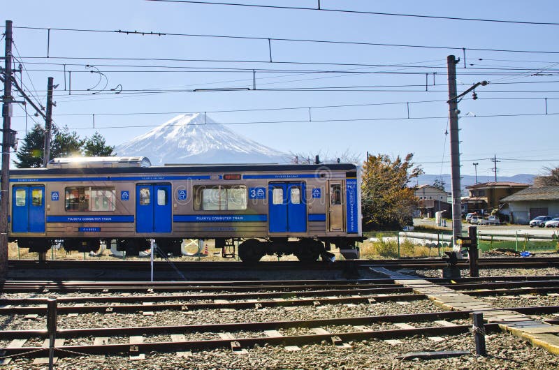 Fujikyu train. editorial image. Image of background, landmark - 55877640