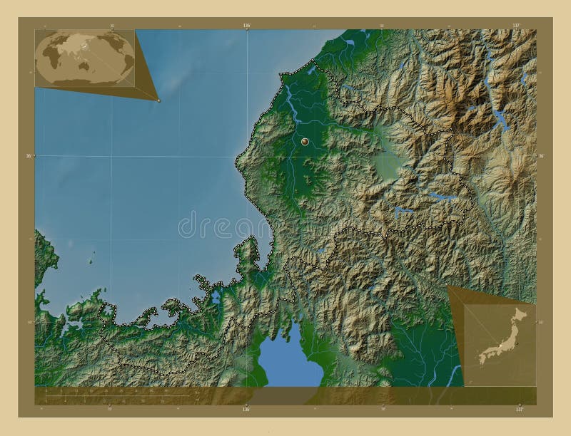 Fukui, Japan. Physical. Capital Stock Image - Image of geography ...