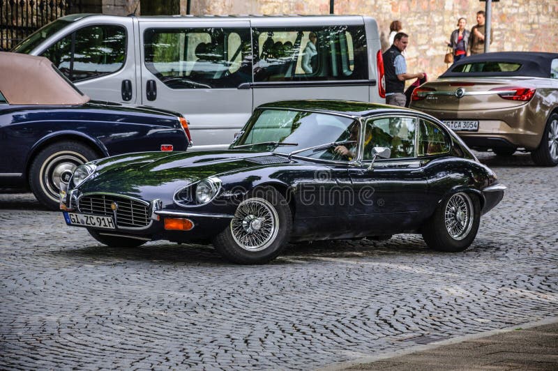 FULDA, GERMANY - MAI 2013: Jaguar E-Type Coupe Retro Car on Mai ...