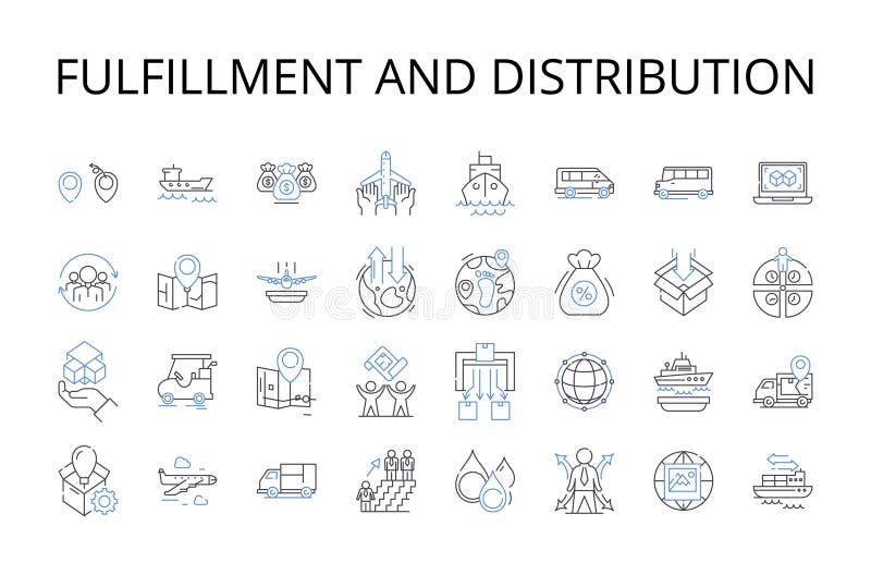 Fulfillment and Distribution Line Icons Collection. Accomplishment ...