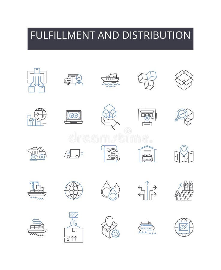 Fulfillment and Distribution Line Icons Collection. Accomplishment ...