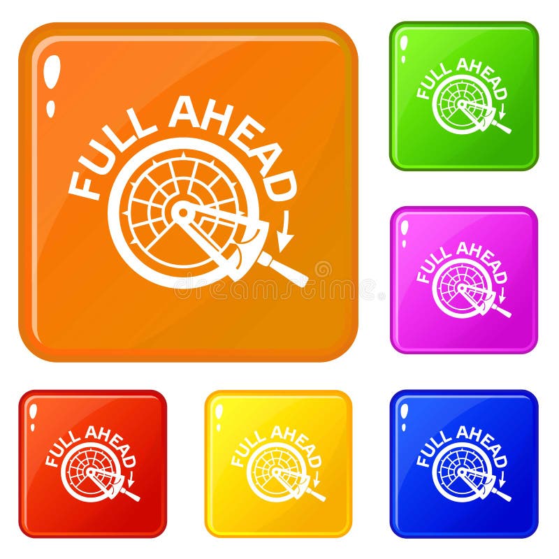Full Ahead Icons Set Vector Color Stock Vector - Illustration of navy ...