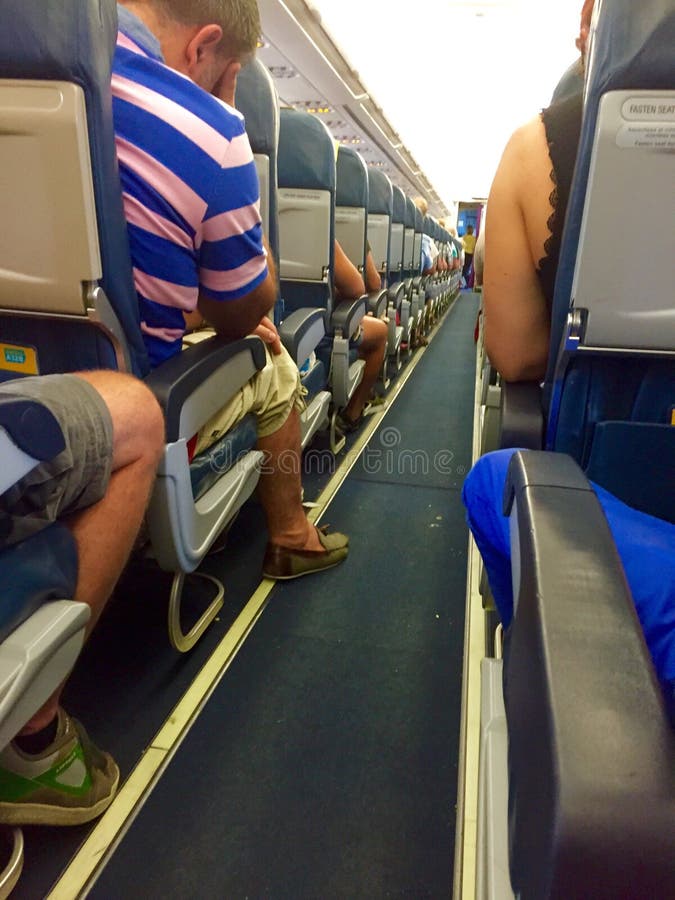 Interior of Airplane with Passengers on Board Editorial Stock Image ...