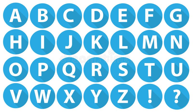 Full Alphabet, Blue Web Icon Set, Vector Illustration Stock Vector ...