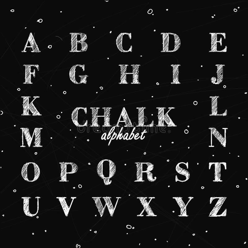 Full Alphabet in the Chalk Style on the Blackboard. Stock Vector ...
