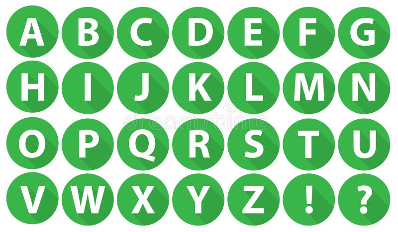 Full Alphabet, Green Web Icon Set, Vector Illustration Stock Vector ...