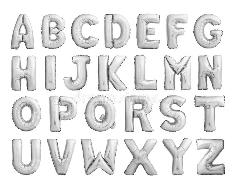 English Alphabet Silver Balloons Isolated White Background Stock Photos ...