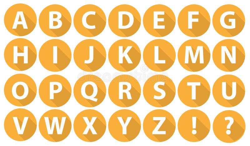 Full Alphabet, Yellow Web Icon Set, Vector Illustration Stock Vector ...