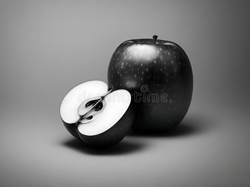 Full Apple with a Half Apple Slice Stock Illustration - Illustration of ...