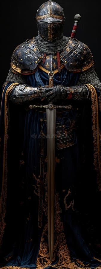 Full Armor of a Medieval Knight Displayed Against a White Background ...