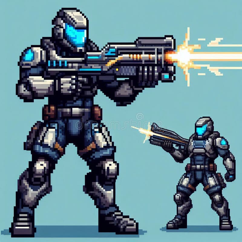 Full Armor Robot Illustrator Design with Gun Stock Illustration ...