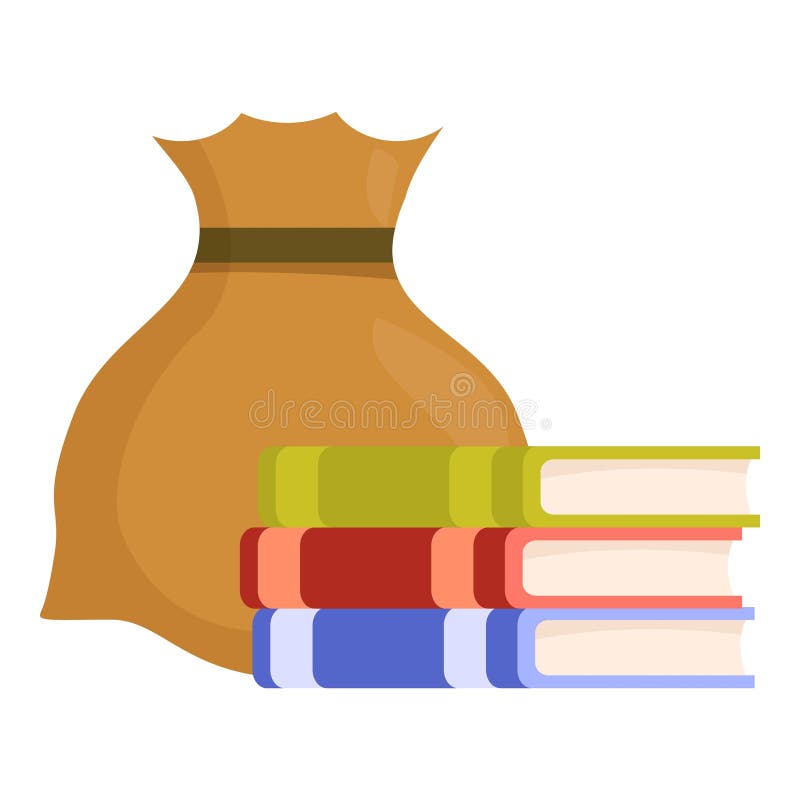 Full Bag of Money Standing Next To Stack of Books for Tuition Fee ...