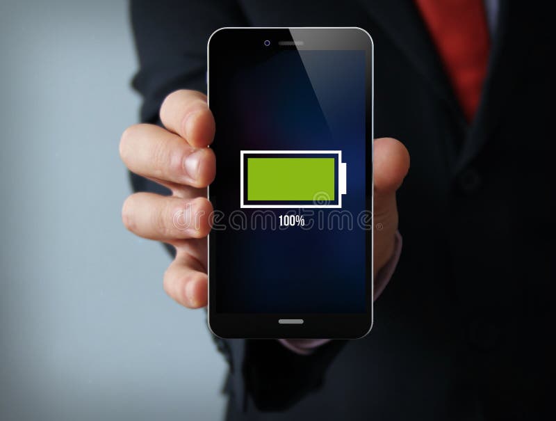 Full Battery Phone on UserÂ´s Hand Stock Image - Image of supply, fuel ...