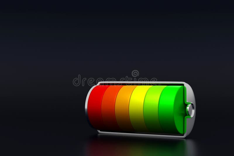 Full Battery Charge with Color Layer of Battery Level, 3D Rendering ...