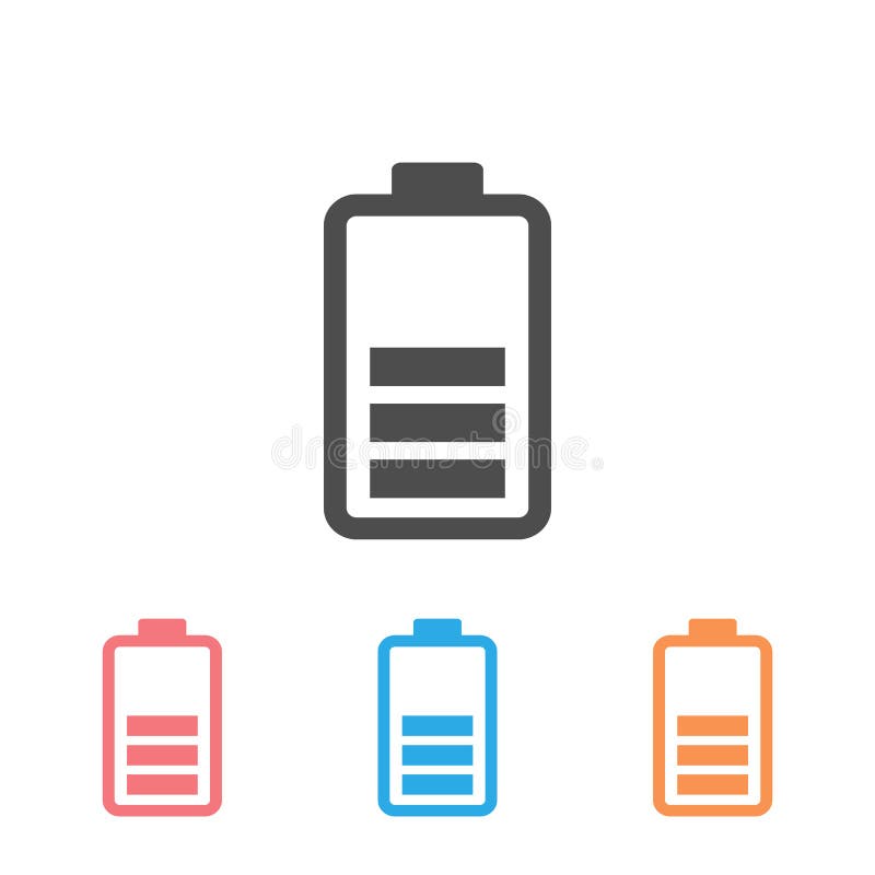 Full Battery Icon Set Vector Illustration Flat Style Stock Vector ...