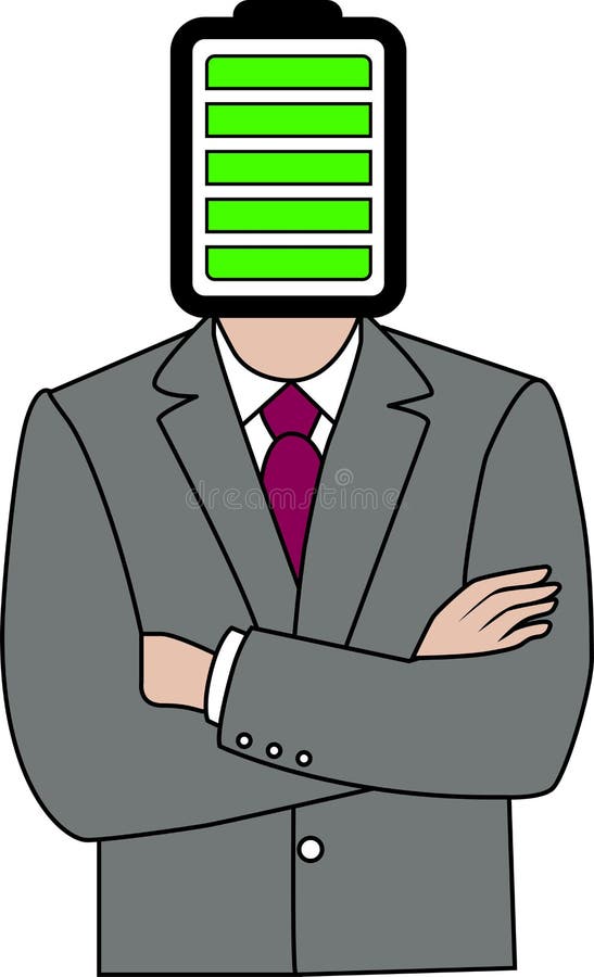 Low Battery Picture of a Human Battery on a White Background. Vector ...
