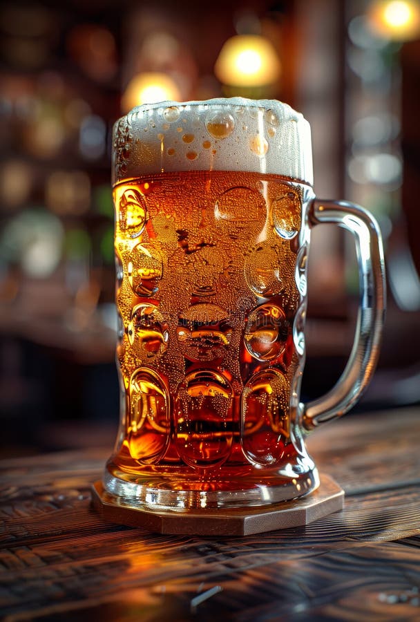 Full Beer Mug on Wooden Tabletop Stock Photo - Image of beverage, light ...