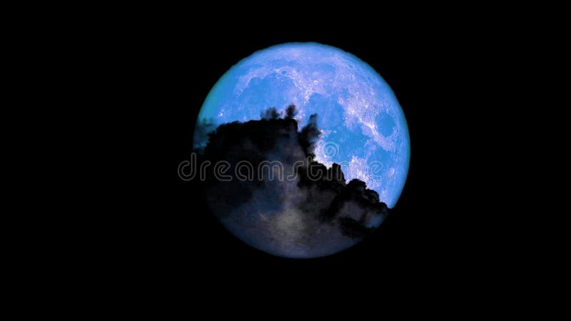 Full Blue Moon Zoom in Passing Back Gray Cloud on Night Sky and ...
