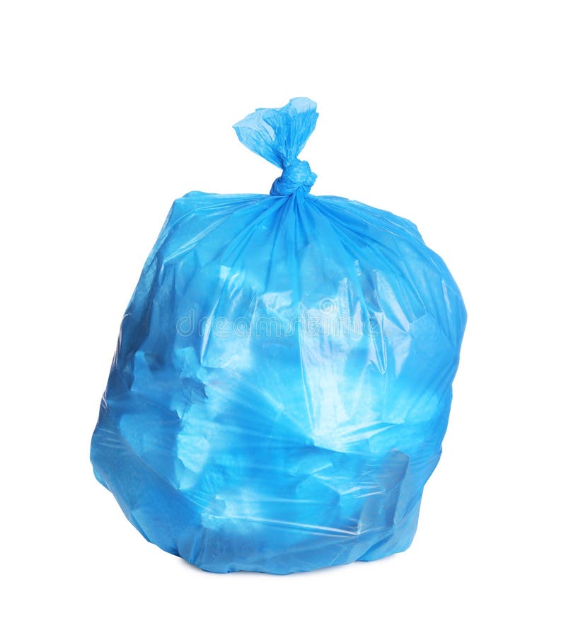 Full Blue Garbage Bag Isolated. Rubbish Recycling Stock Photo - Image ...