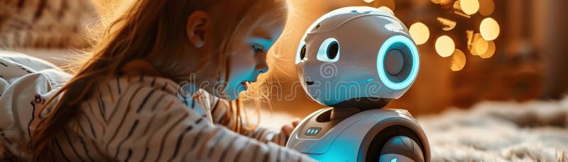 Full-body Android Pet Robot Cuddling with Kids, Affectionate Posture ...