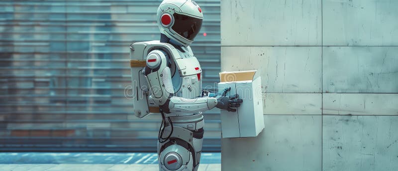 Full-body Android Pet Robot Delivering Items, Helpful Posture, Modern ...