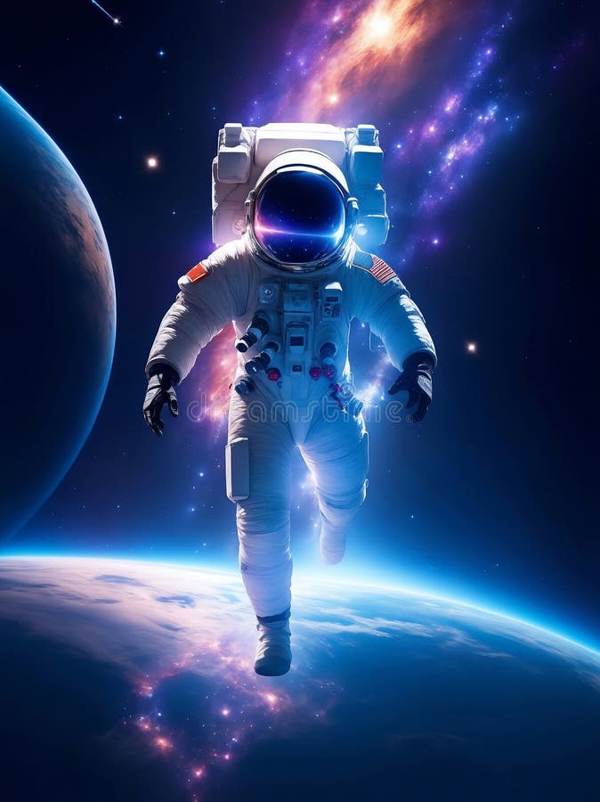 Full Body Astronaut in Outer Space, Generative AI Illustration Stock ...