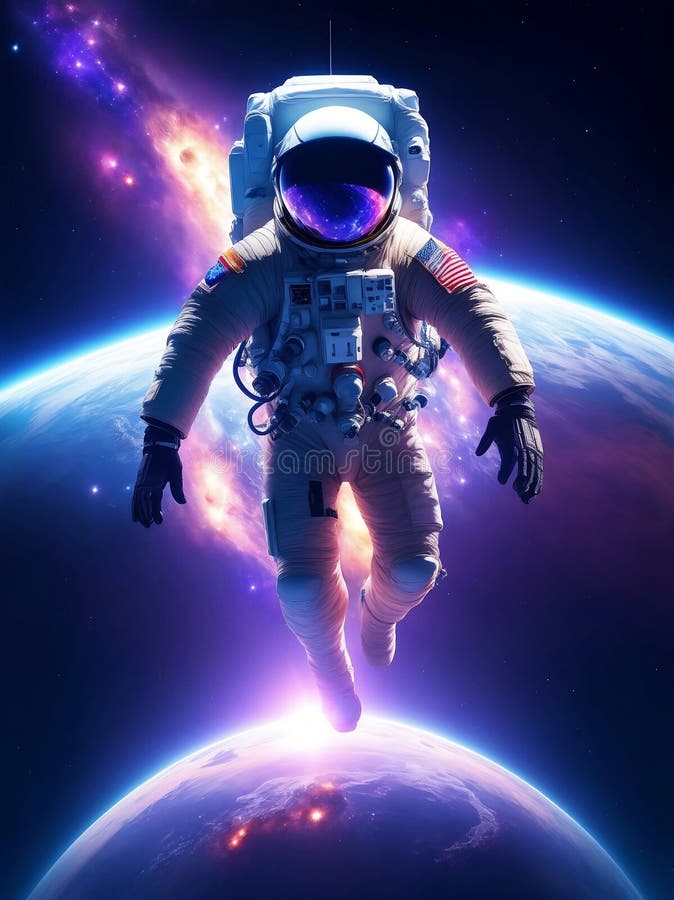 Full Body Astronaut in Outer Space, Generative AI Illustration Stock ...