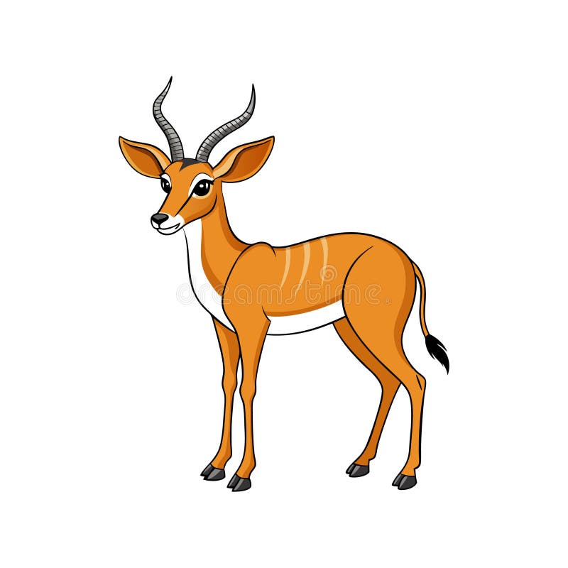 Cartoon Impala Illustration with Stylized Horns and Friendly Expression ...