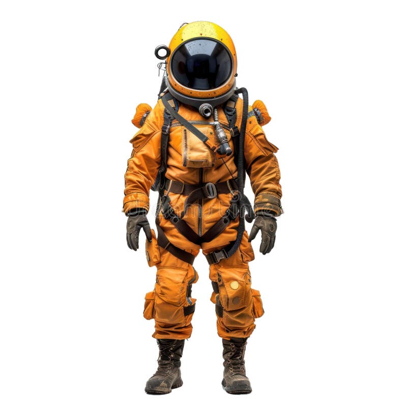 Astronaut in Orange Space Suit on Transparent Background Stock Image ...